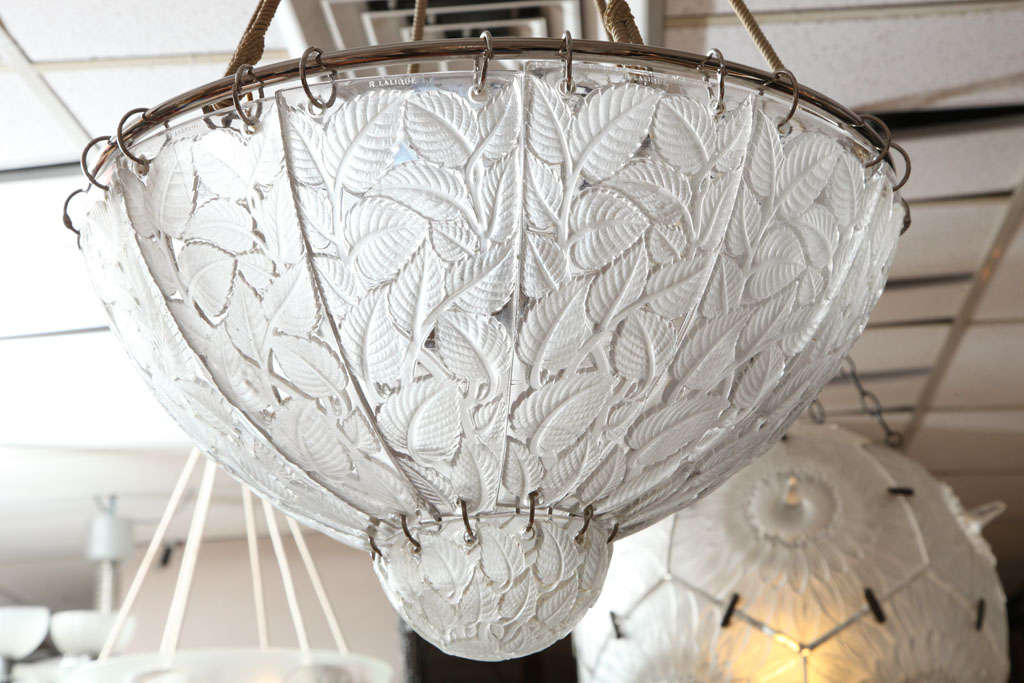 R. Lalique Chandelier "Feuilles De Charmes" For Sale at 1stDibs ...
