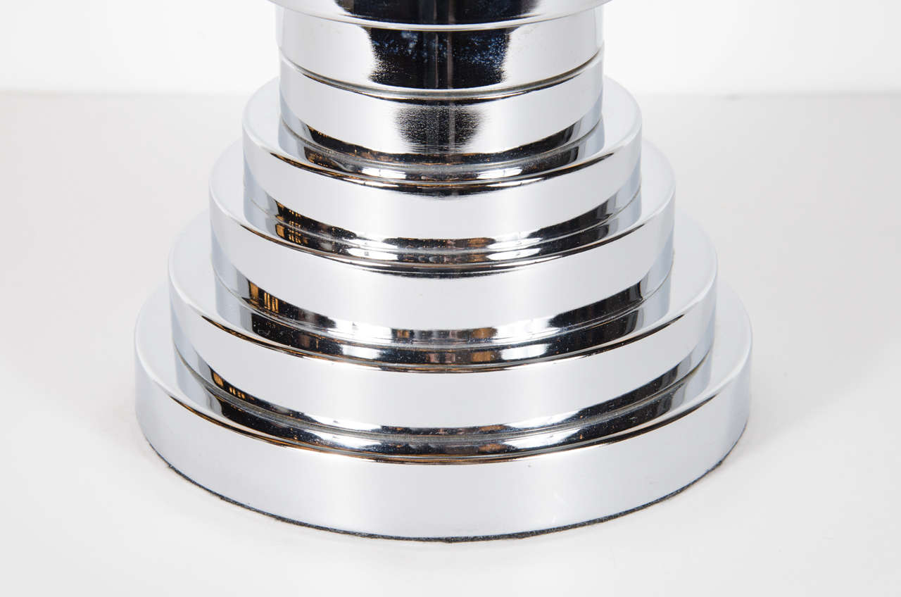 Mid Century Modern Tiered Skyscraper Style Chromed Lamp For Sale at ...