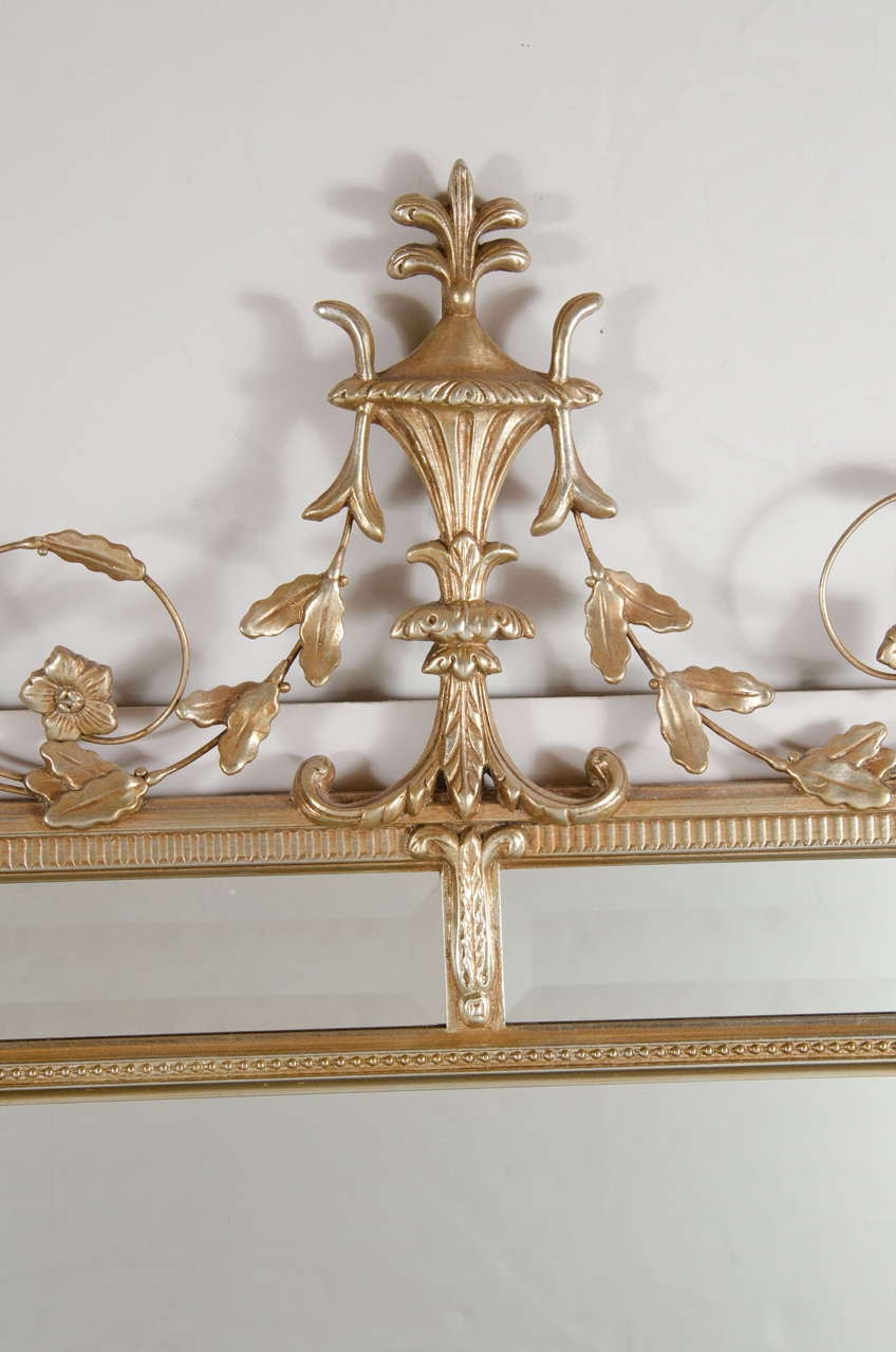 1940s Hollywood Regency Pediment Mirror in Hand-Gilded Moon-Glow at 1stDibs