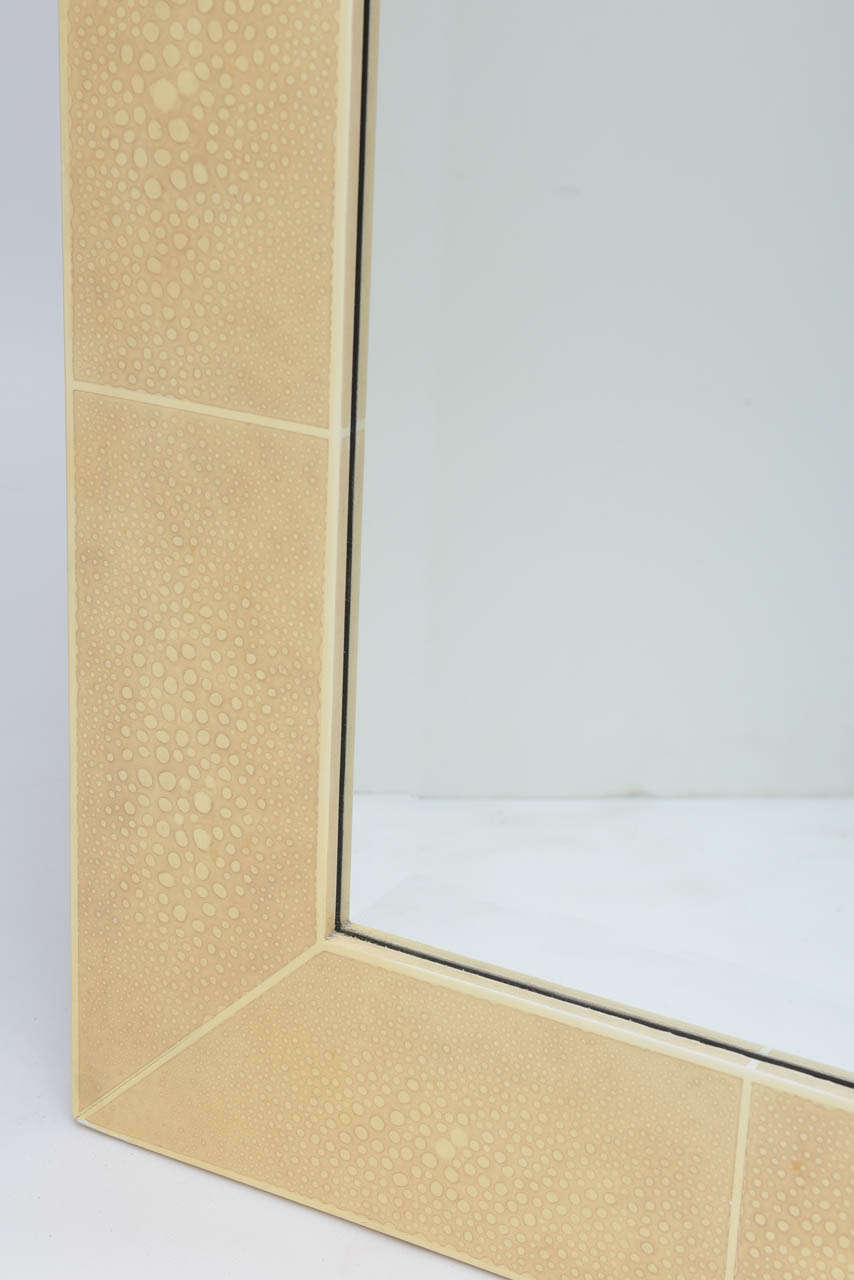 Karl Springer Faux Shagreen Mirror at 1stDibs