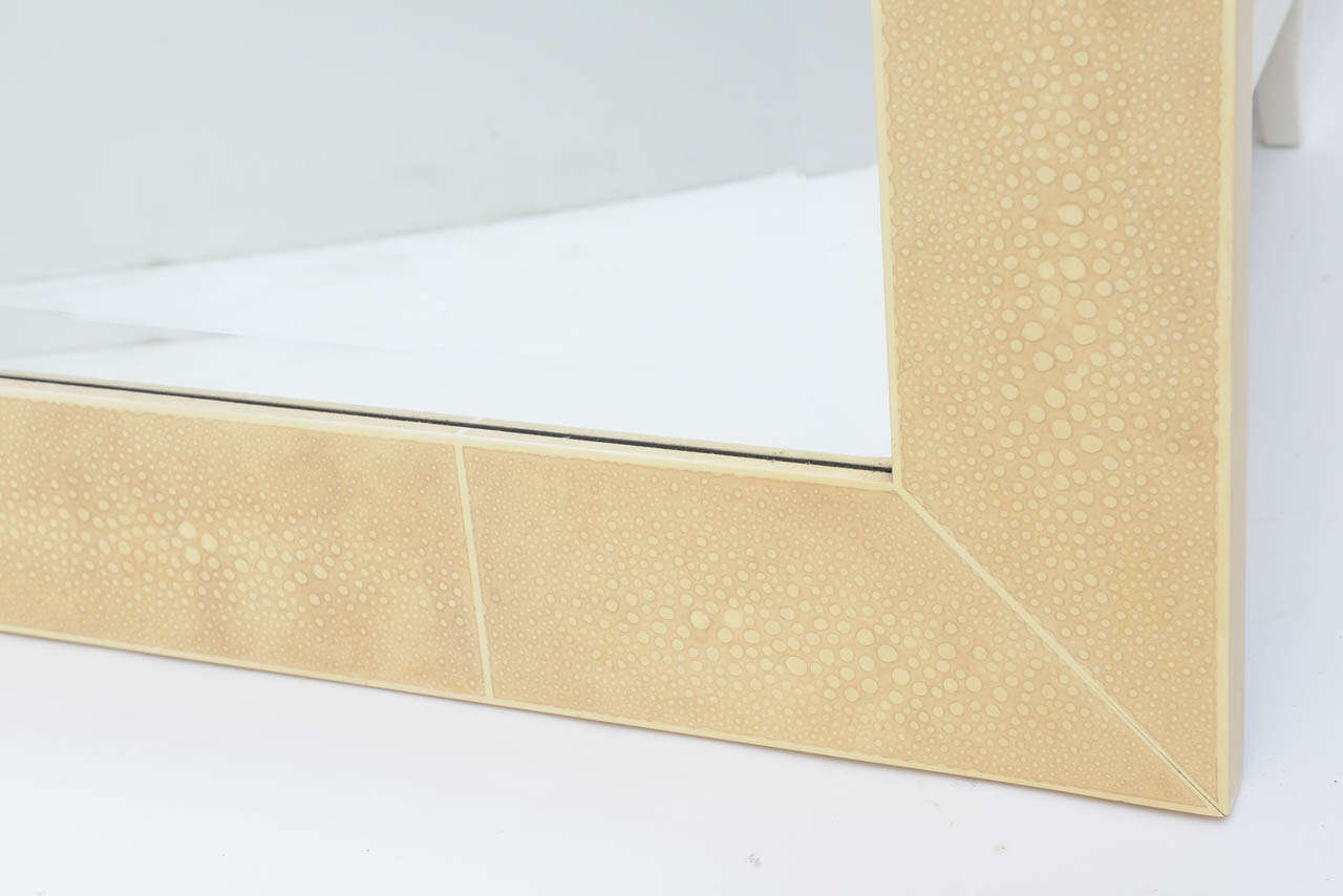 Karl Springer Faux Shagreen Mirror at 1stDibs