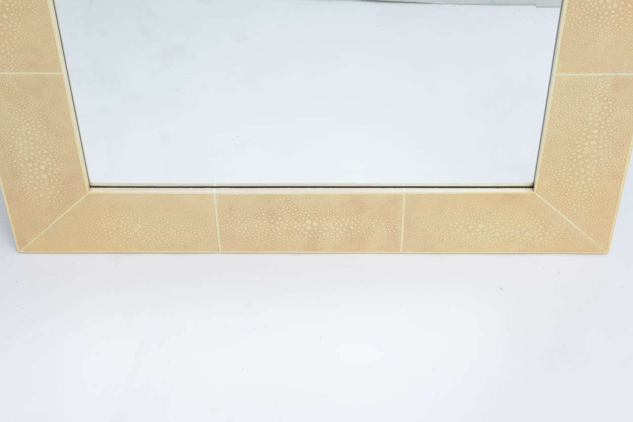 Karl Springer Faux Shagreen Mirror at 1stDibs