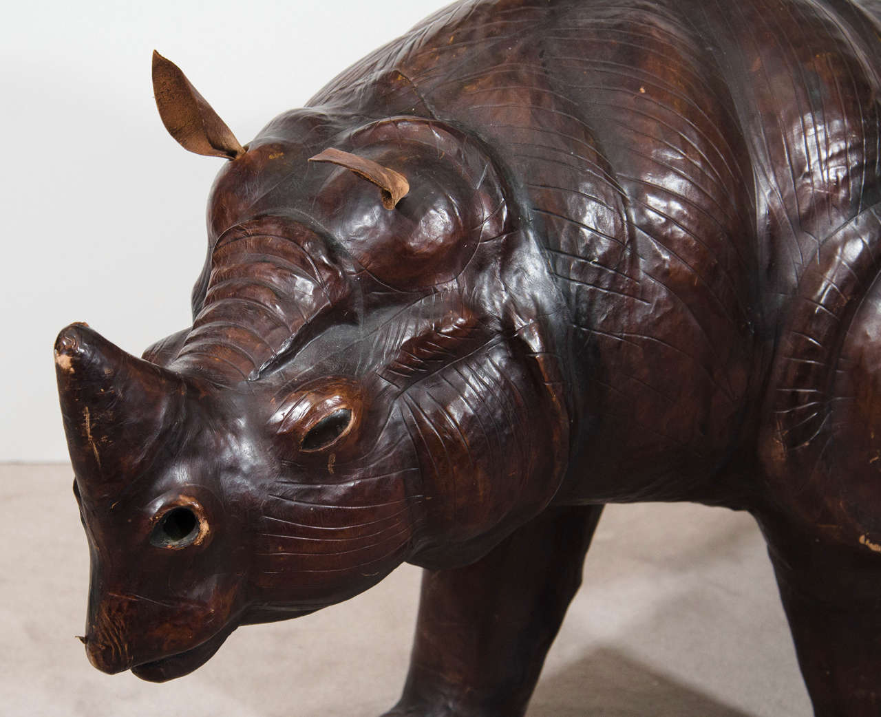 Vintage Leather Rhino Sculpture or Bench at 1stDibs | leather rhino ...