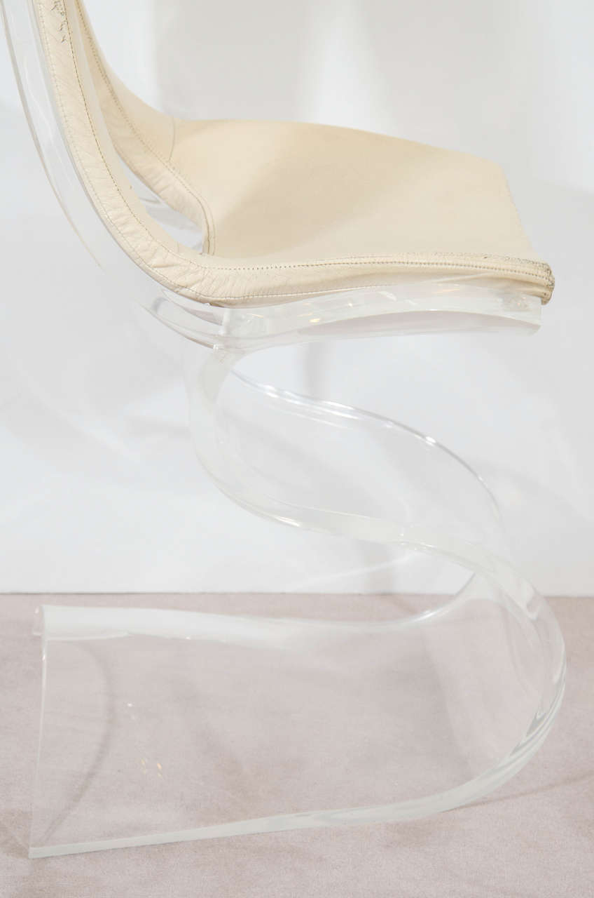 French Modern Lucite and Leather Designer Chair, France 1970s For Sale ...