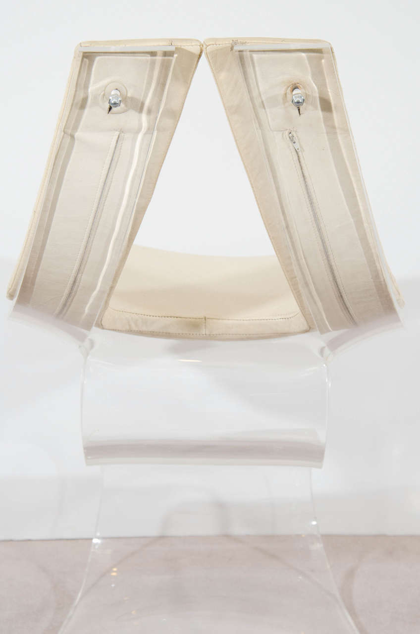 French Modern Lucite and Leather Designer Chair, France 1970s For Sale ...