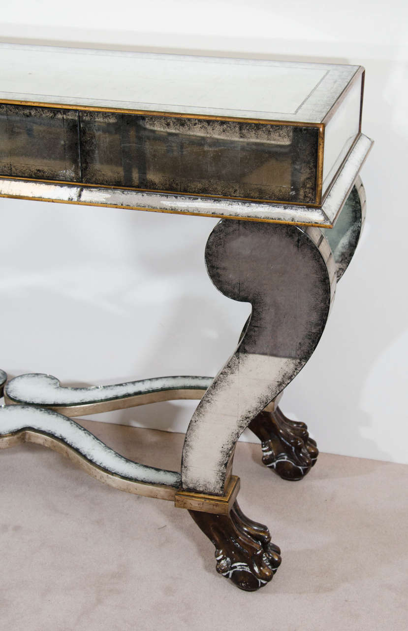Antiqued Mirrored Console Table with Ball and Claw Feet at 1stDibs ...