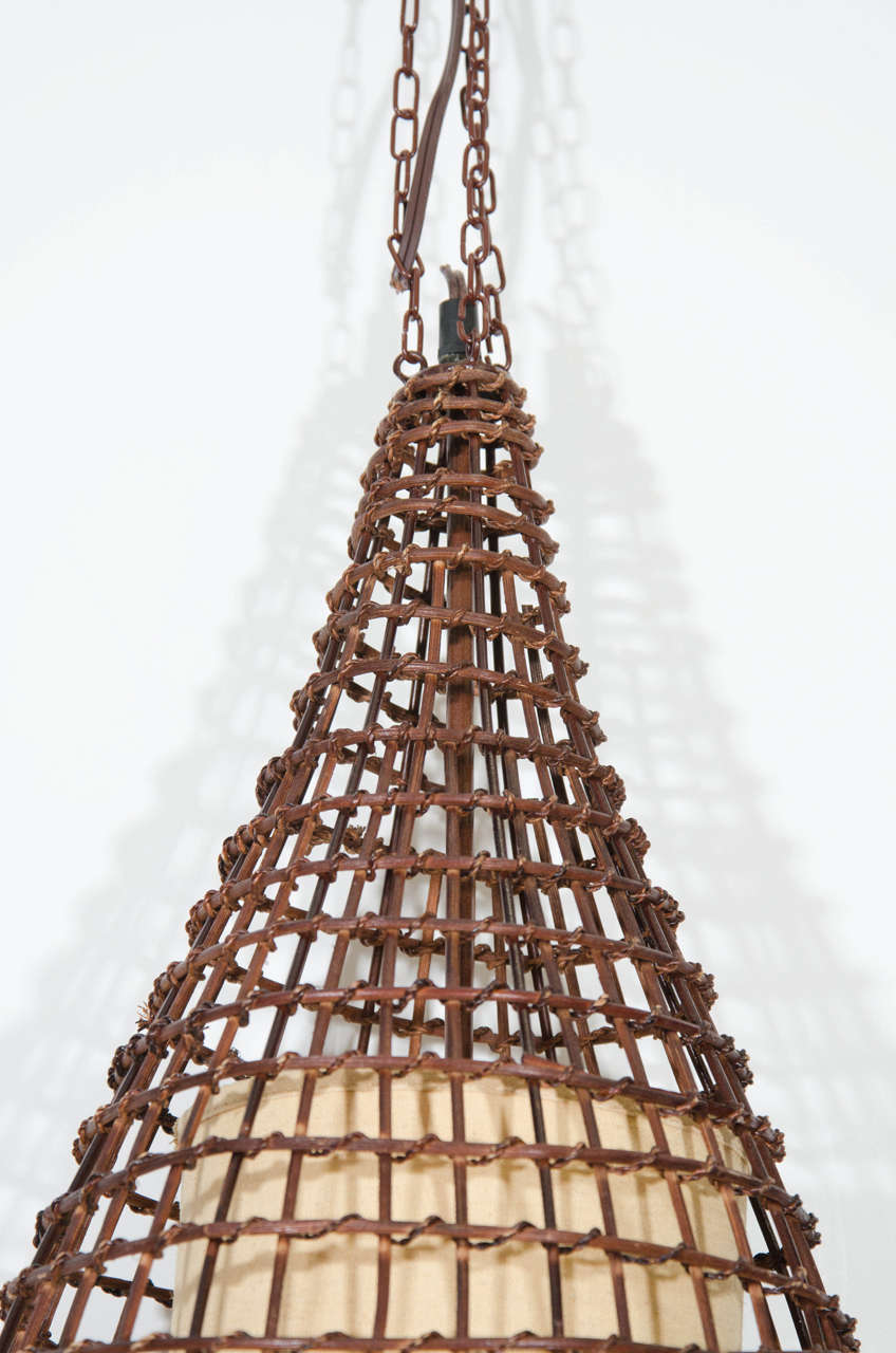 Midcentury Basket Style Wicker Pendant or Lantern at 1stDibs | basket ...