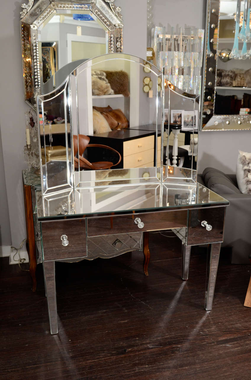 Custom Mirrored Vanity with Tryptic Mirror For Sale at 1stDibs ...