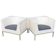 1970's Massimo Vignelli Cube Chairs with Chrome Legs at 1stDibs