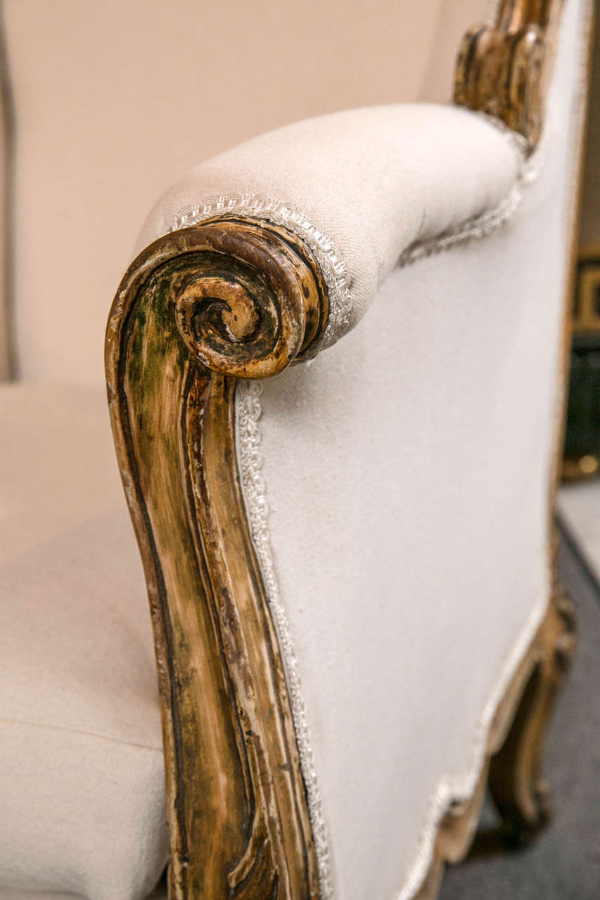 Pair of Vintage French Rococo Style Wingback Bergere Chairs at 1stDibs