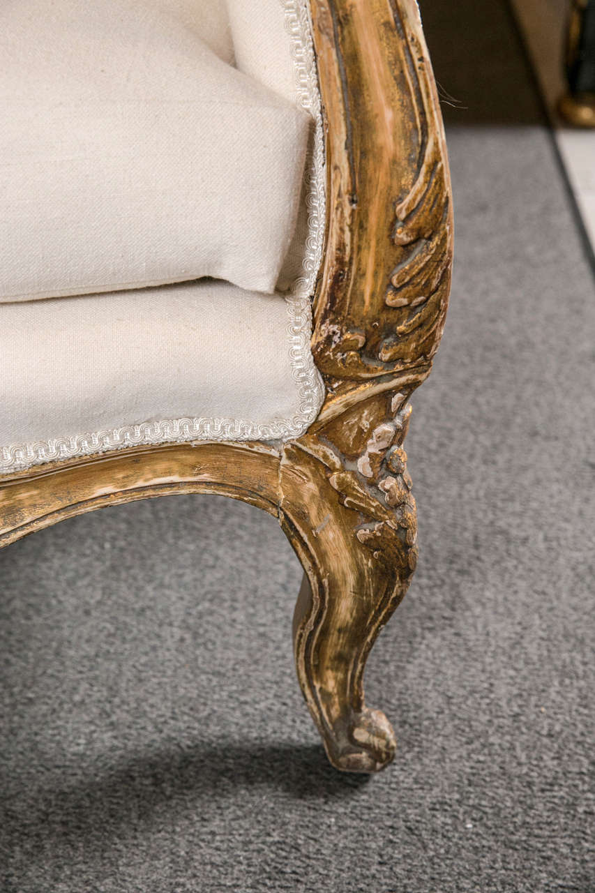 Pair of Vintage French Rococo Style Wingback Bergere Chairs at 1stDibs