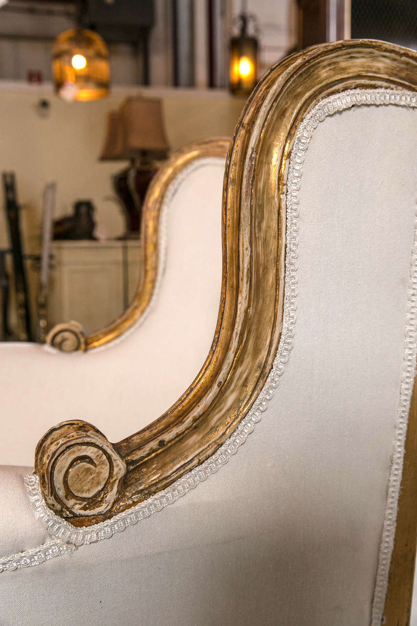 Pair of Vintage French Rococo Style Wingback Bergere Chairs at 1stDibs