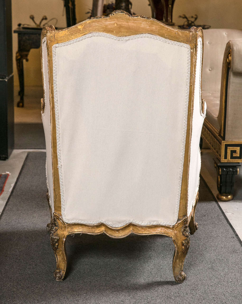 Pair of Vintage French Rococo Style Wingback Bergere Chairs at 1stDibs