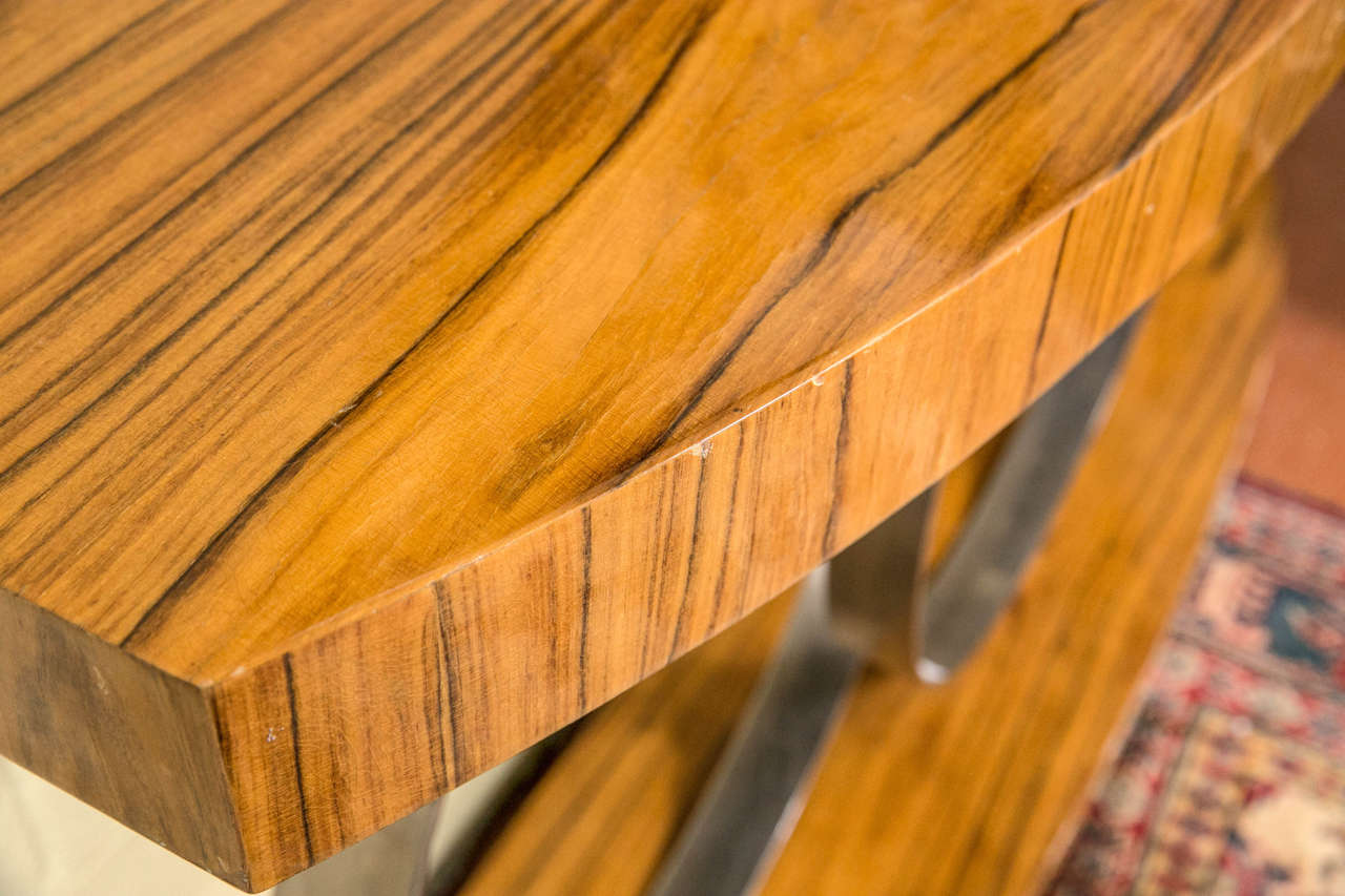 Art Deco Style Console Table Mid Century Modern Heavy Three Chrome ...