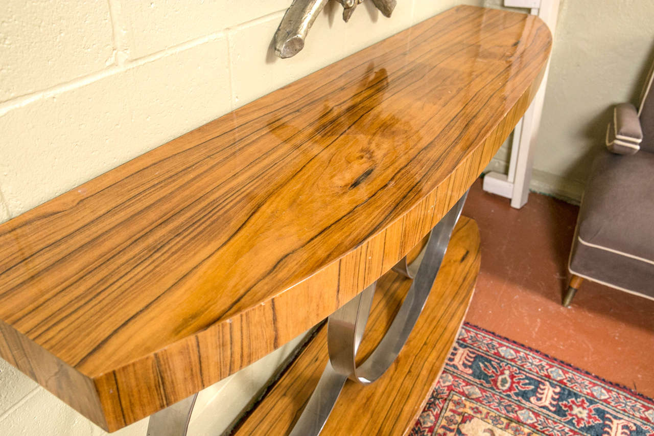 Art Deco Style Console Table Mid Century Modern Heavy Three Chrome ...