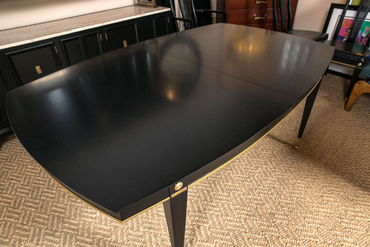 Hollywood Regency Ebonized Dining Table Set in the Manner of Jansen at ...