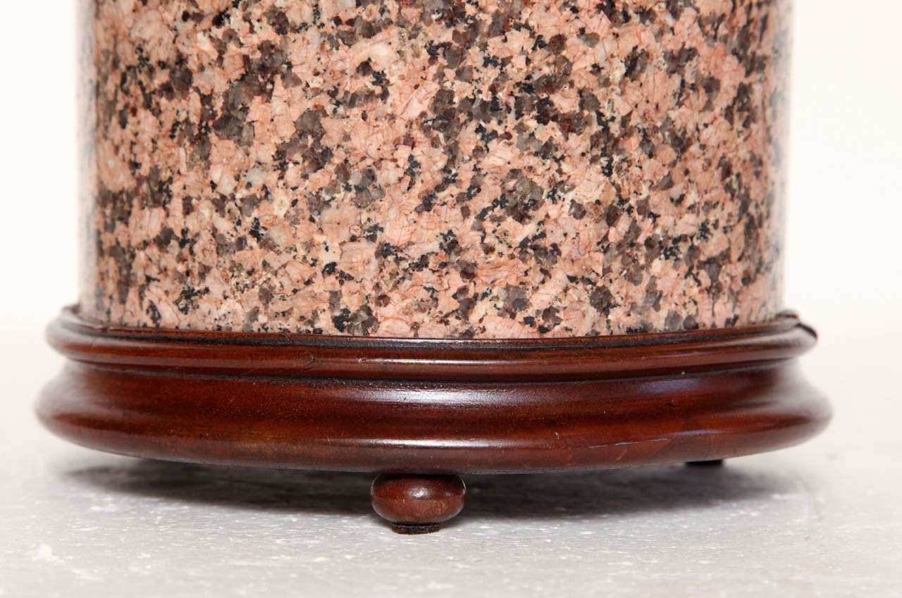 19th Century English, Granite Cylinder with Wooden Base For Sale at 1stDibs