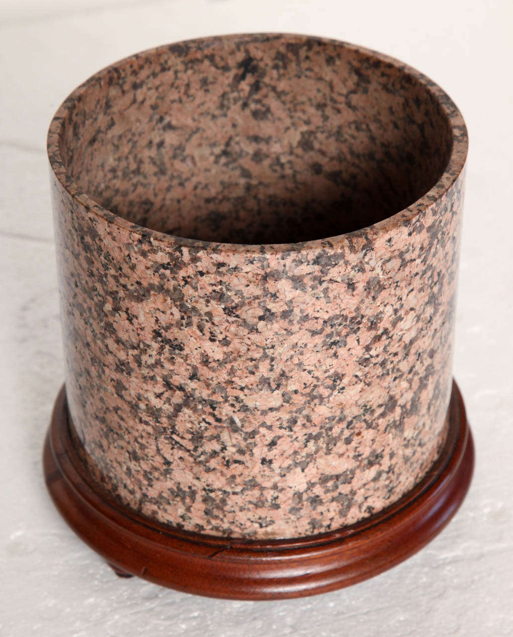 19th Century English, Granite Cylinder with Wooden Base For Sale at 1stDibs