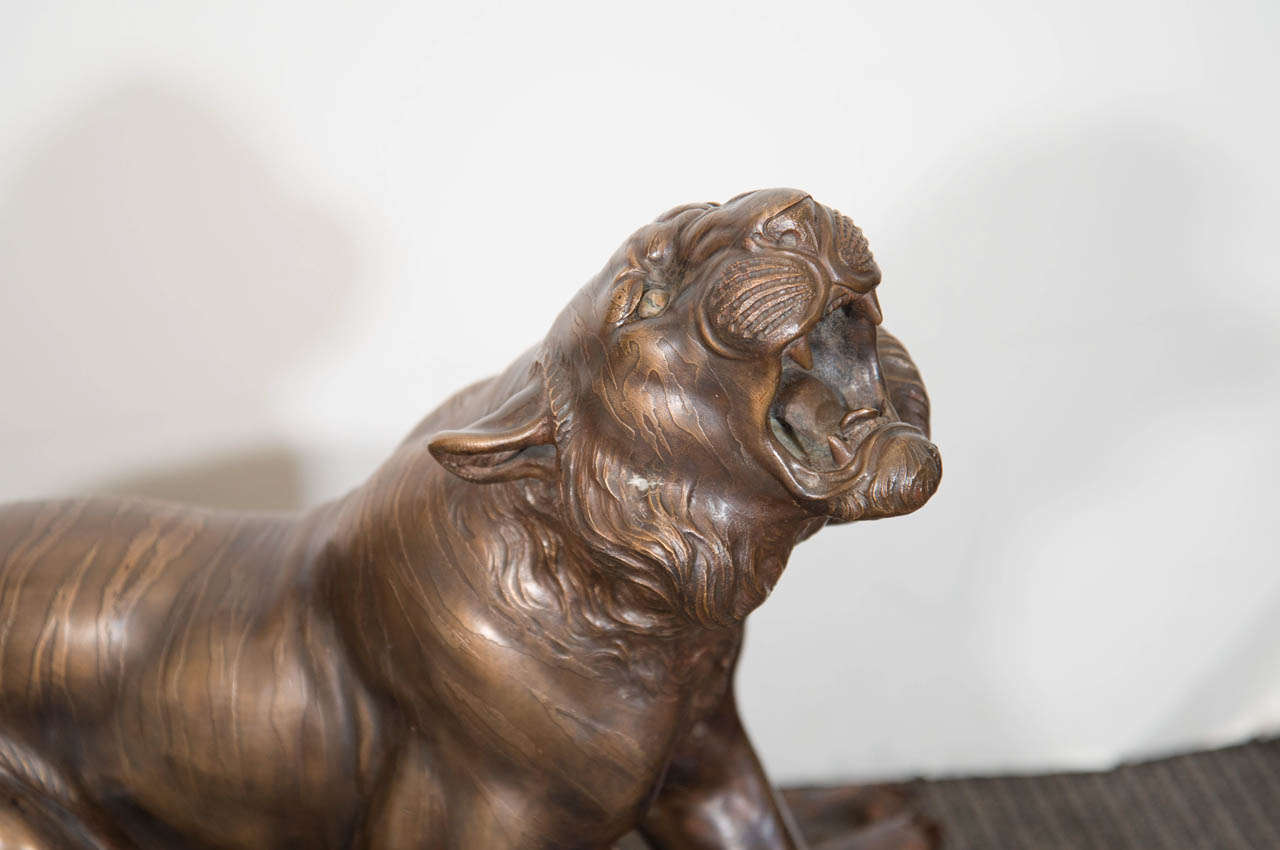 A 19th Century Japanese Bronze Tiger Sculpture, Signed For Sale at ...