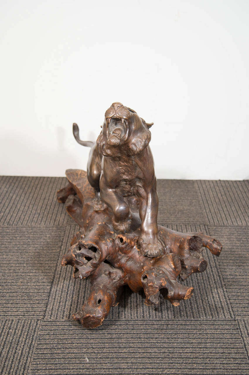 A 19th Century Japanese Bronze Tiger Sculpture, Signed For Sale at ...