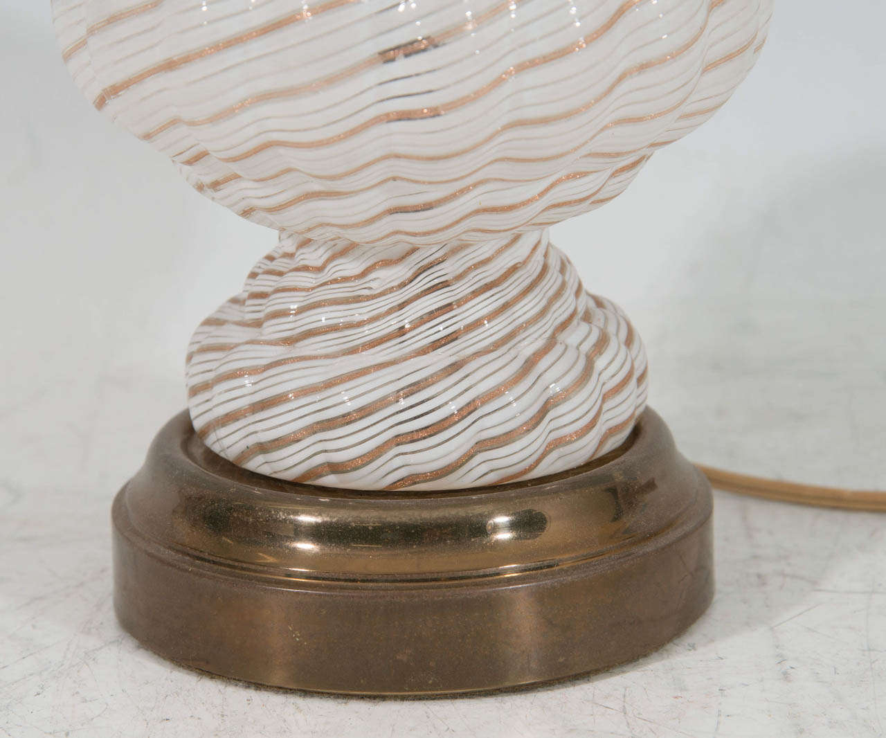 Mid Century Pair of Murano Latticino Glass Table Lamps at 1stDibs