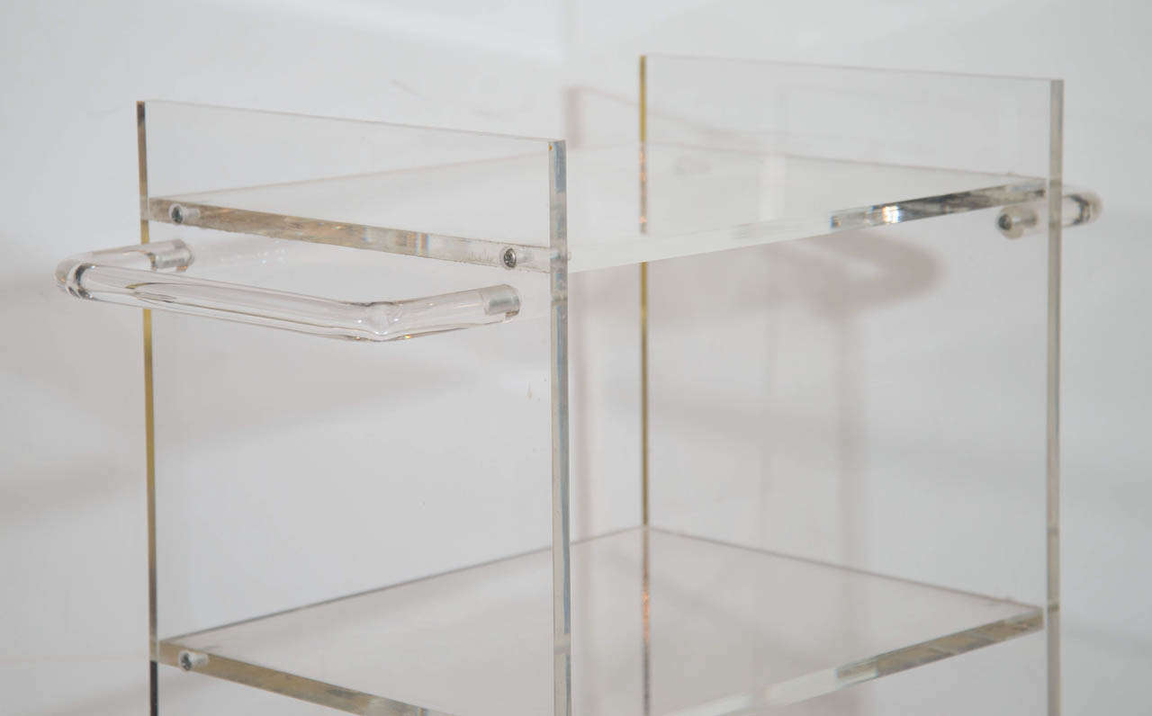 A Three-Tier Lucite Bar Cart on Casters at 1stDibs
