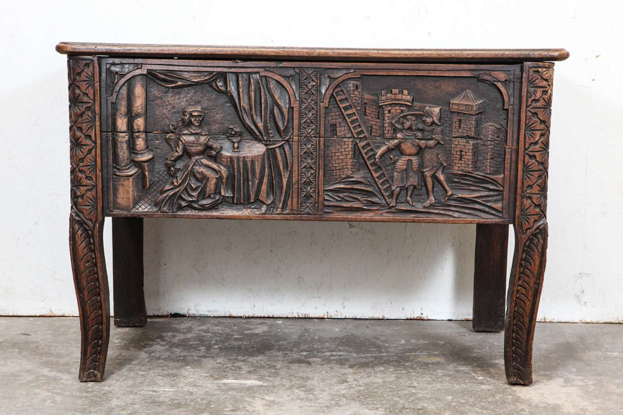 Vintage Carved Gothic Style Chest / Trunk at 1stDibs | gothic trunk