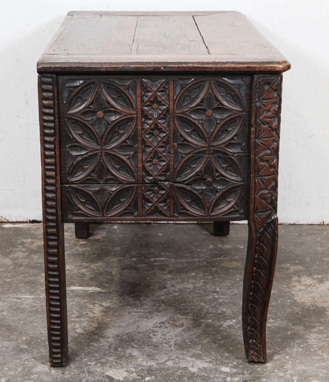 Vintage Carved Gothic Style Chest / Trunk at 1stDibs