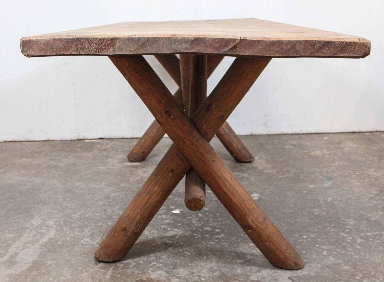 Rustic American Dining Farm Table with X Base at 1stDibs