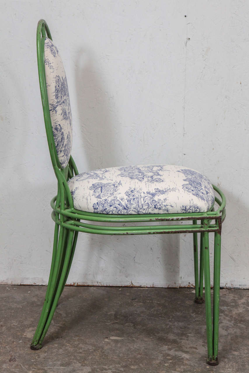 Set of 12 Green Metal and Toile Oval Back Dining Chairs at 1stDibs
