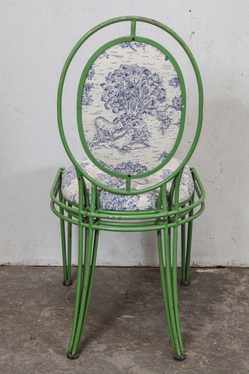 Set of 12 Green Metal and Toile Oval Back Dining Chairs at 1stDibs