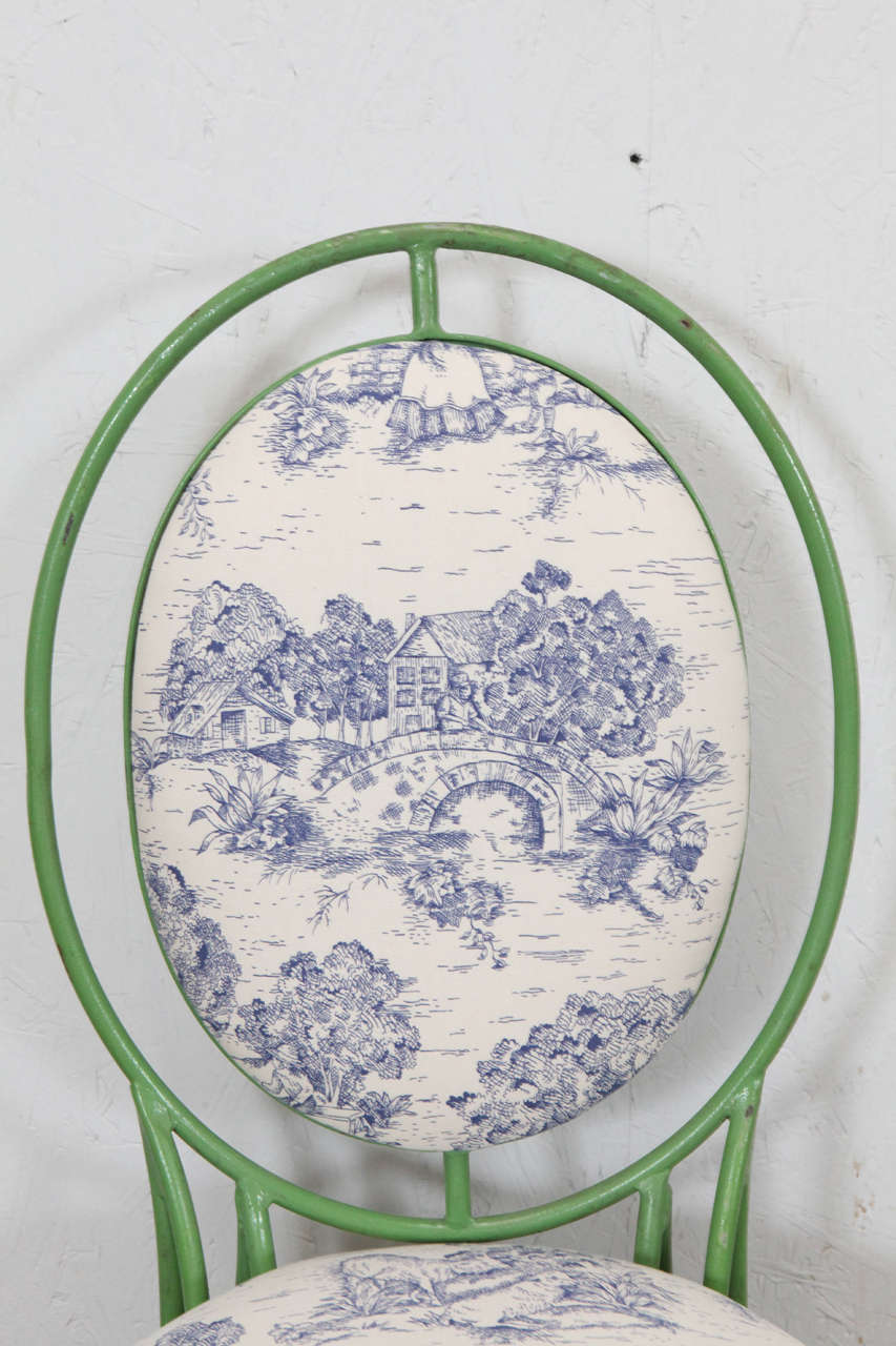 Set of 12 Green Metal and Toile Oval Back Dining Chairs at 1stDibs