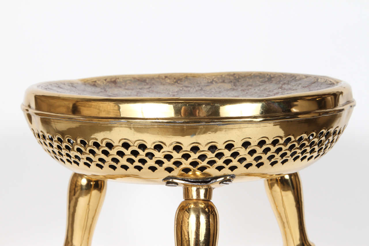 Vintage Polished Brass Stool at 1stDibs