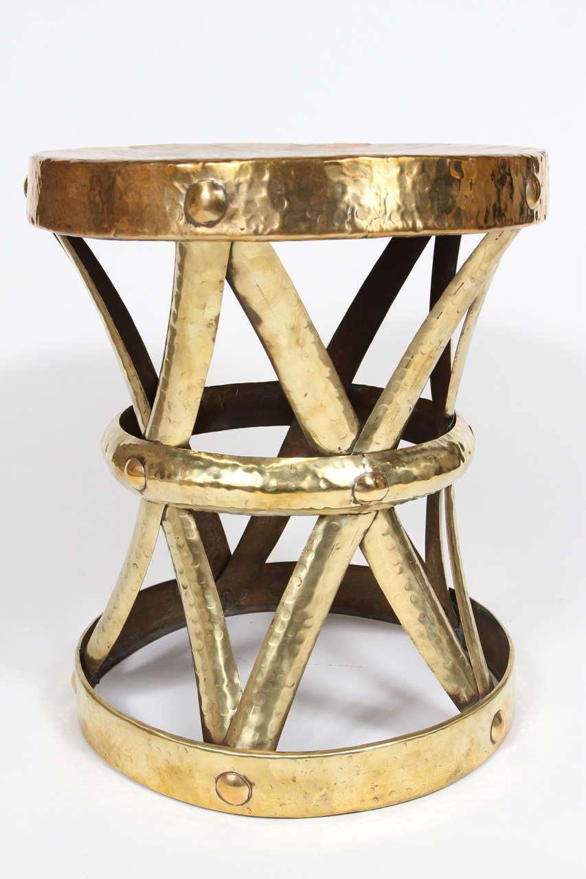Mid Century Vintage Brass Stool at 1stDibs