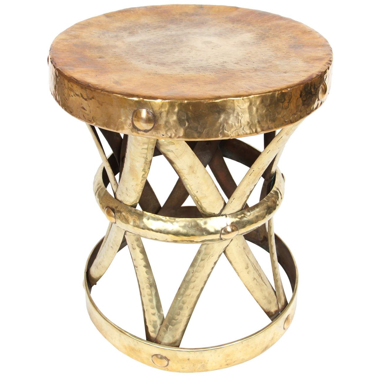 Mid Century Vintage Brass Stool at 1stDibs
