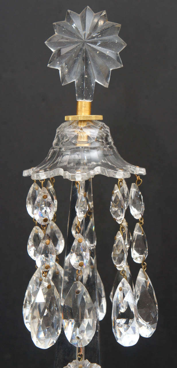 Two Arm Ormolu and Cut Glass Regency Candle Luster on Blue John Base ...