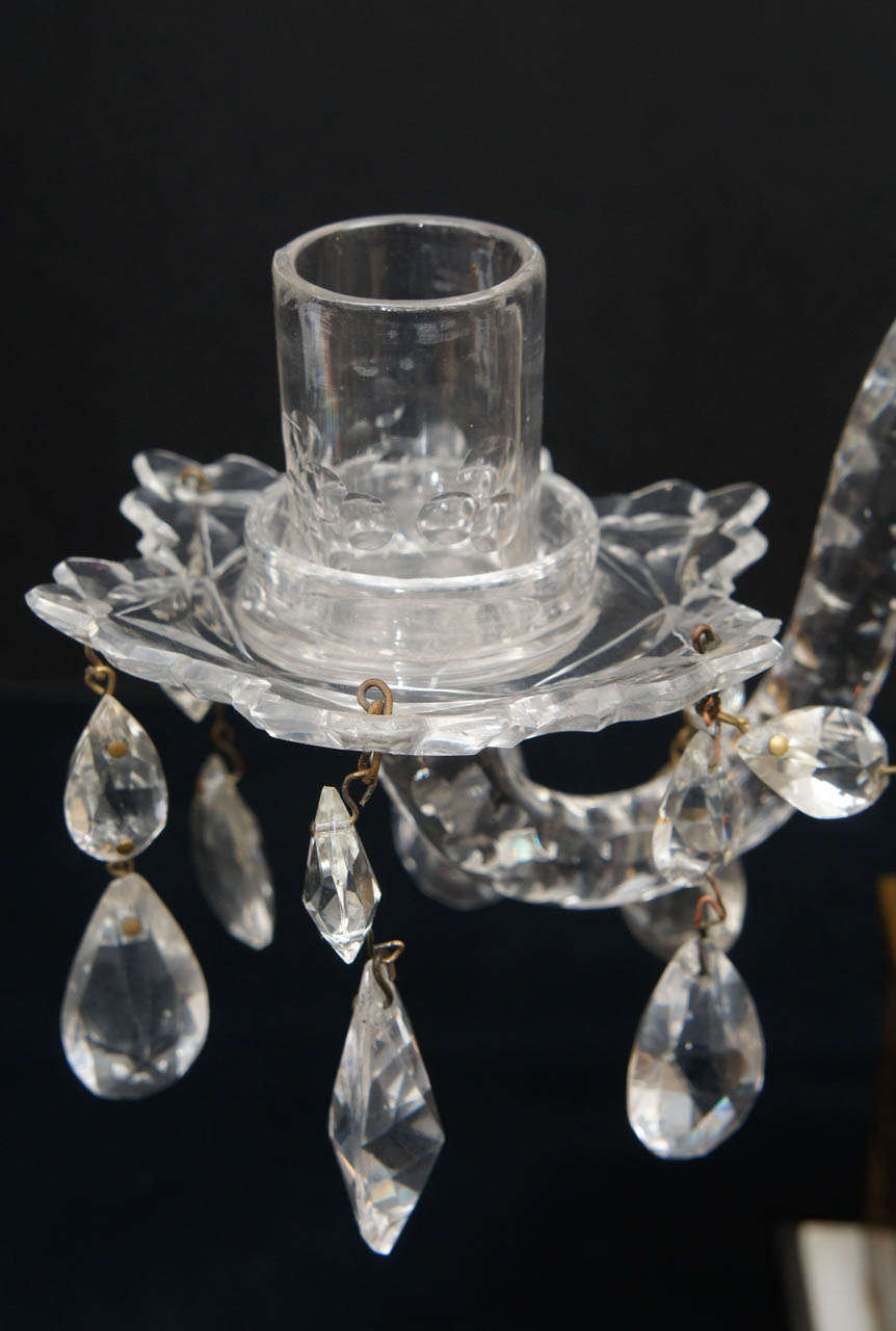 Two Arm Ormolu and Cut Glass Regency Candle Luster on Blue John Base ...