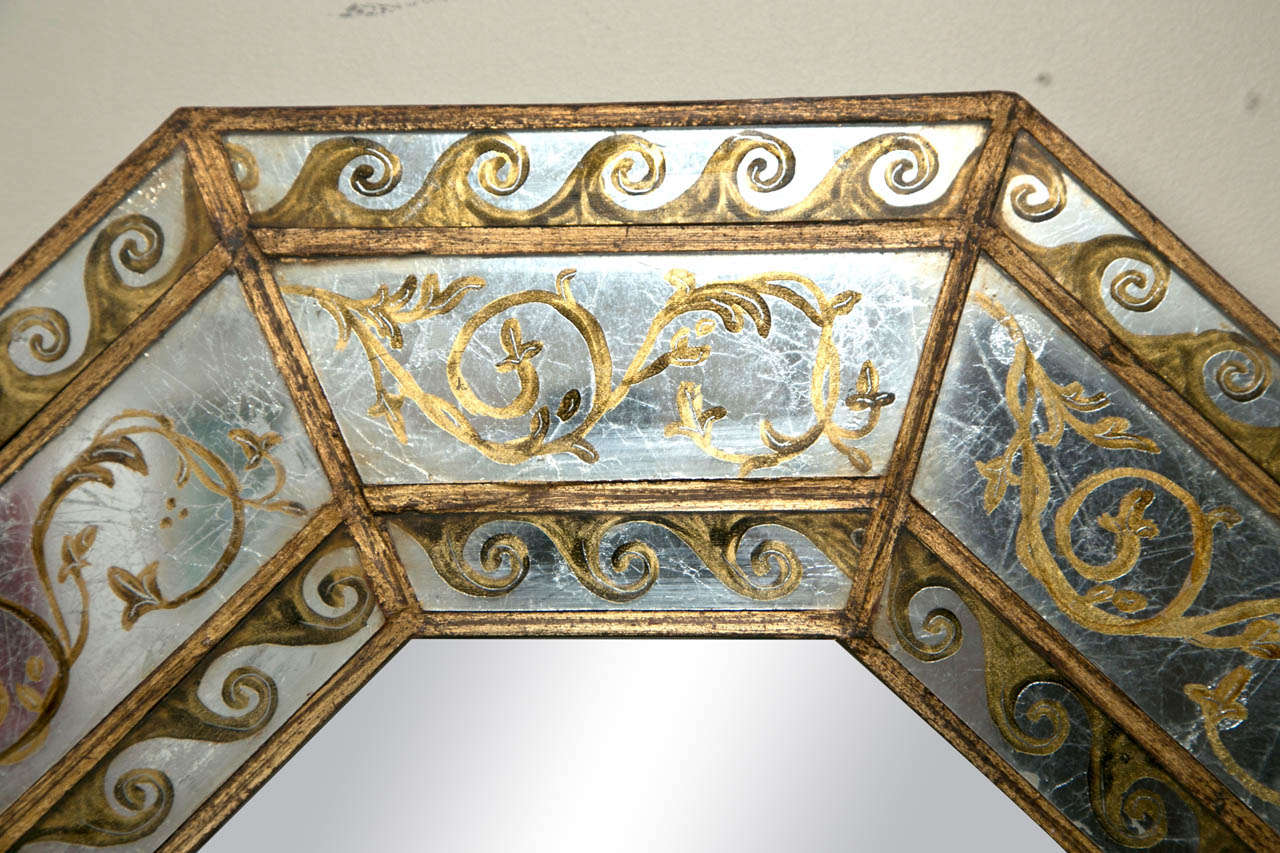 Pair of Antiqued Eglomise Mirrors Manner of Maison Jansen at 1stDibs