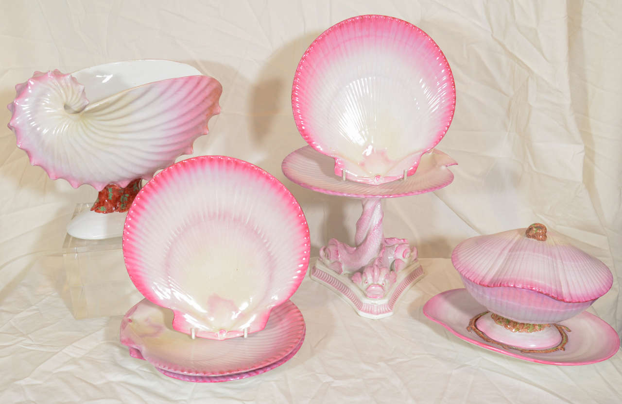 A Pink Wedgwood Dessert Service Shell Shaped Set of Dishes at 1stDibs ...