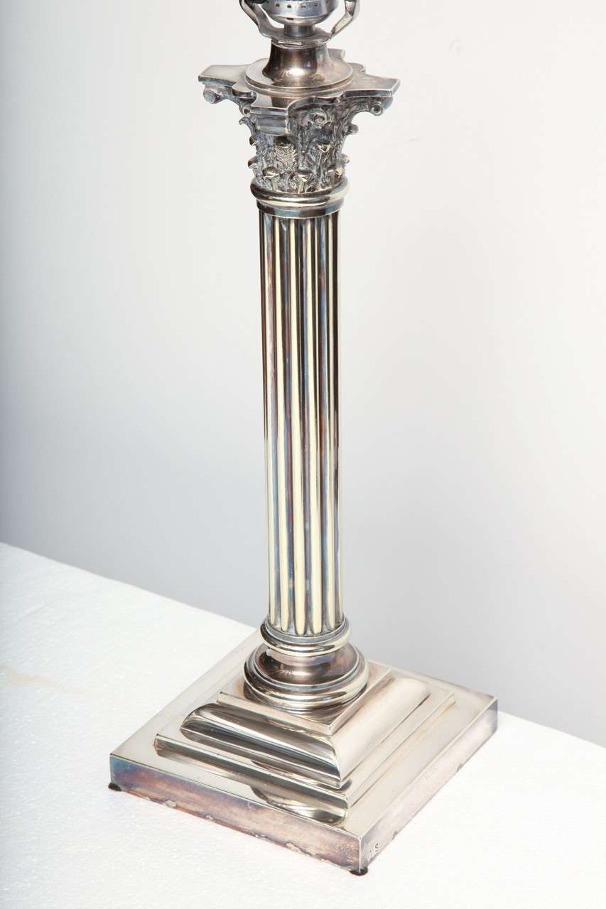 Silver Plate Corinthian Column Lamp at 1stDibs