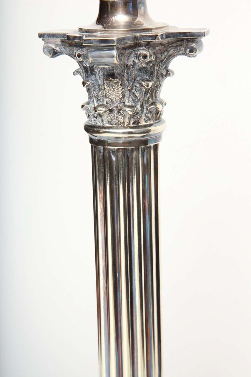 Silver Plate Corinthian Column Lamp at 1stDibs