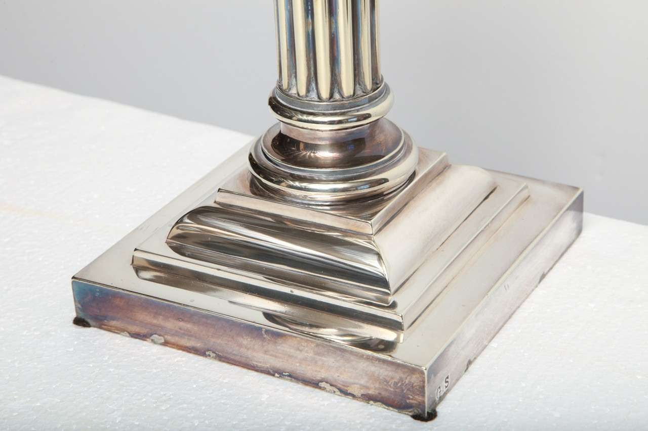 Silver Plate Corinthian Column Lamp at 1stDibs
