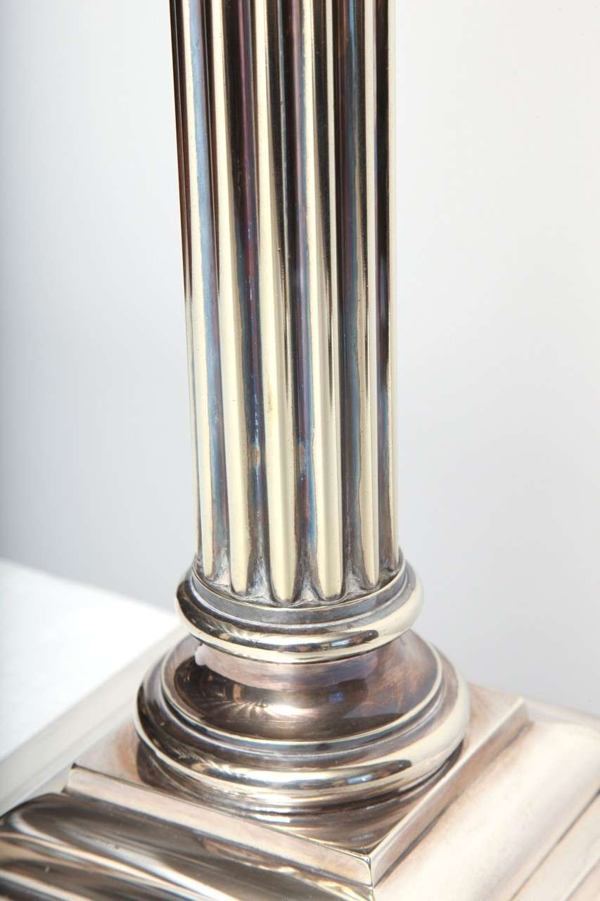 Silver Plate Corinthian Column Lamp at 1stDibs