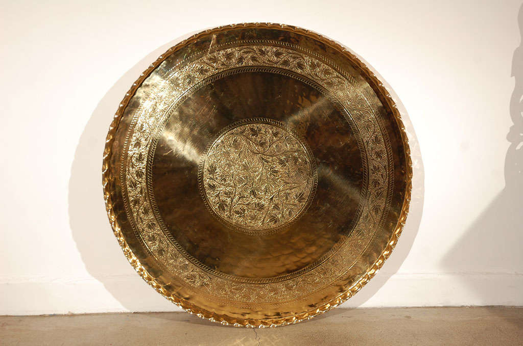 Large Round Brass Tray Table on Folding Stand 45" Diameter at 1stDibs ...