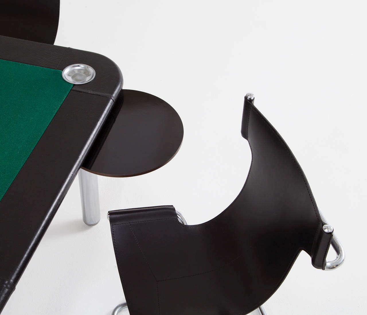 Chrome and Leather Game/Card Table and Chairs For Sale at 1stDibs ...