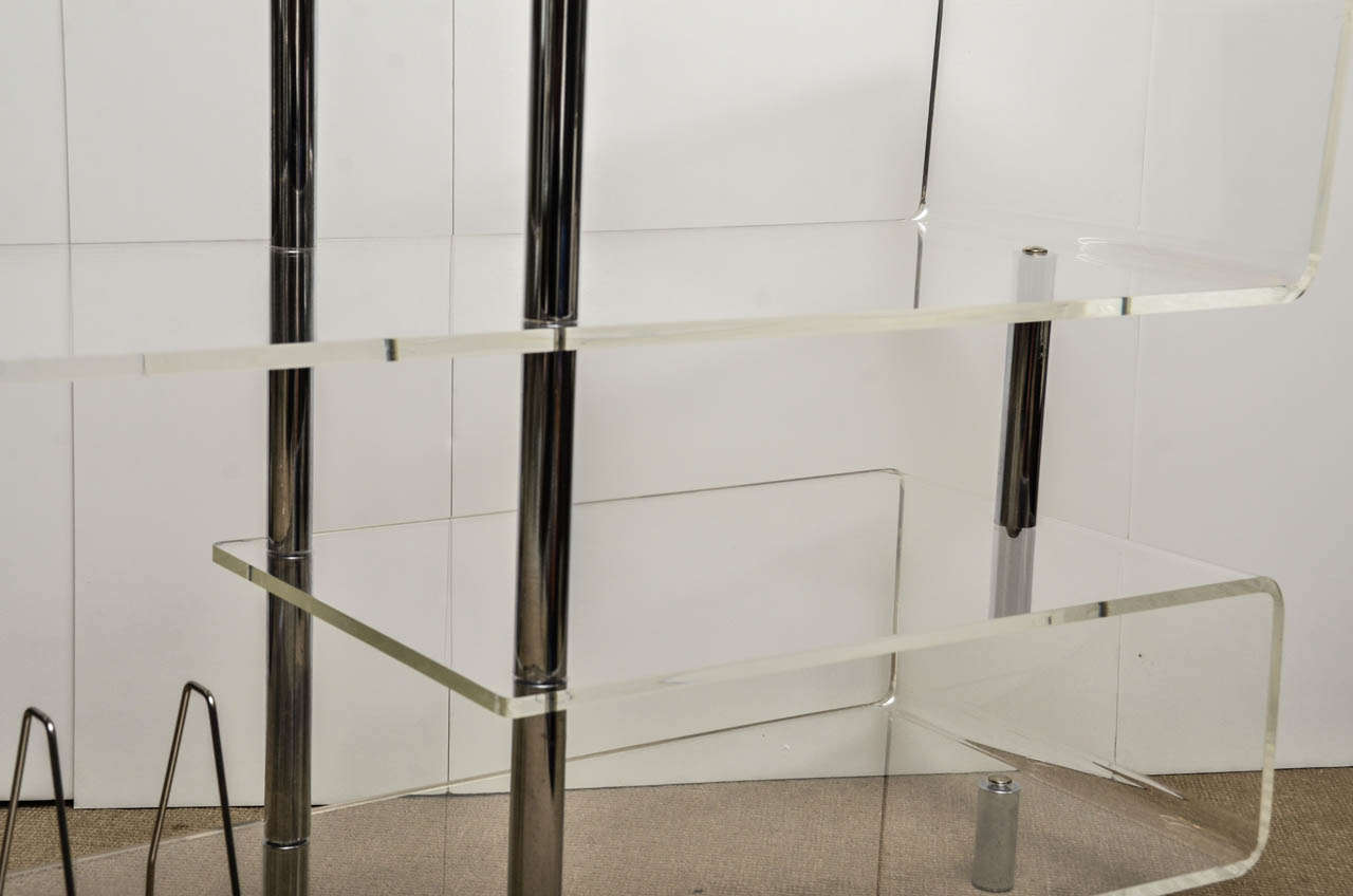 Vintage Clear Lucite and Chrome Entertainment Center at 1stDibs
