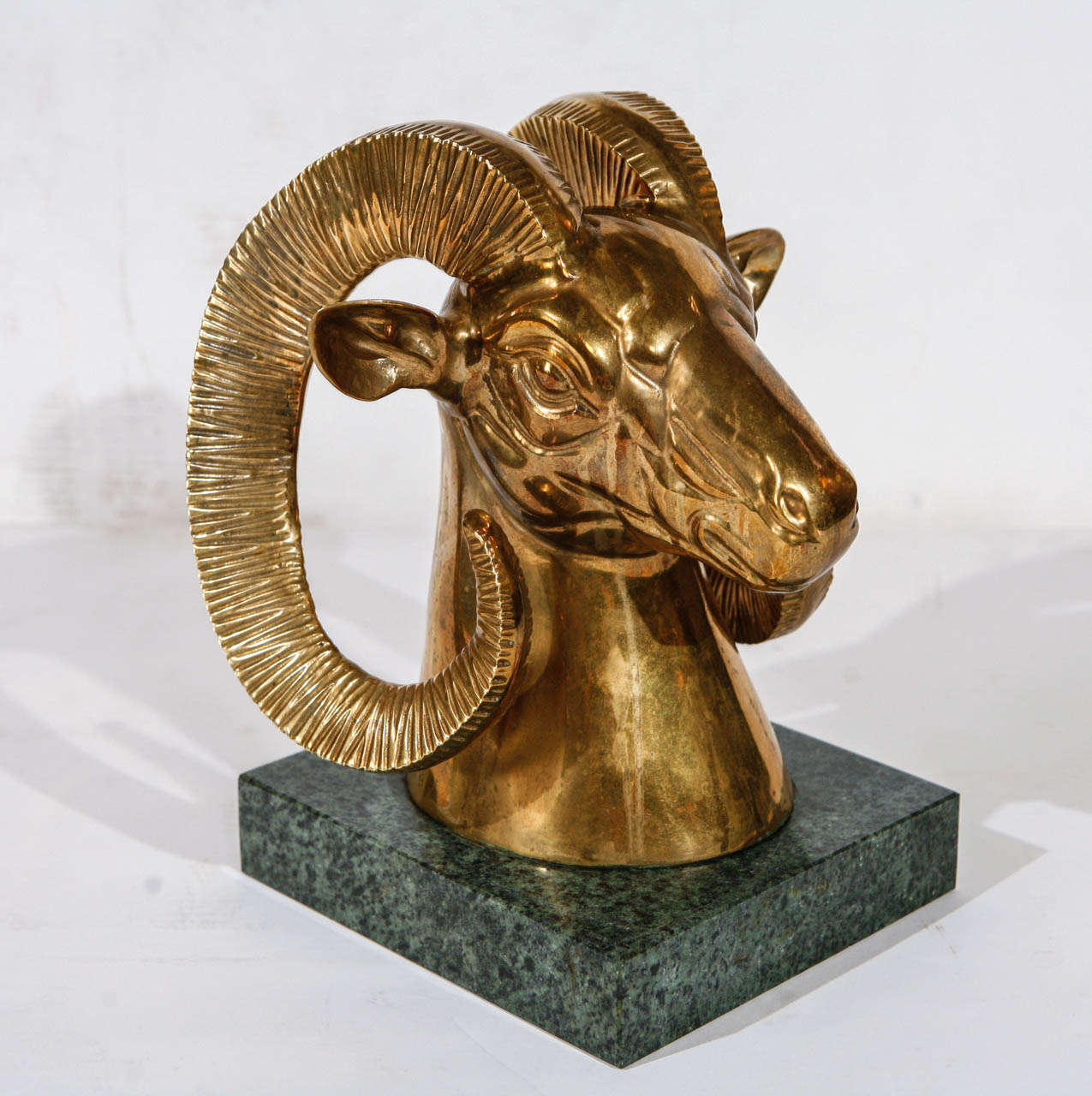 Large Hollywood Regency Ram's Head on Marble Base at 1stDibs | brass ...