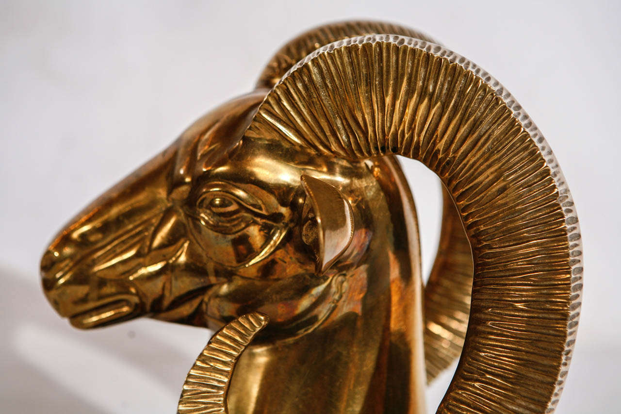 Large Hollywood Regency Ram's Head on Marble Base at 1stDibs | brass ...