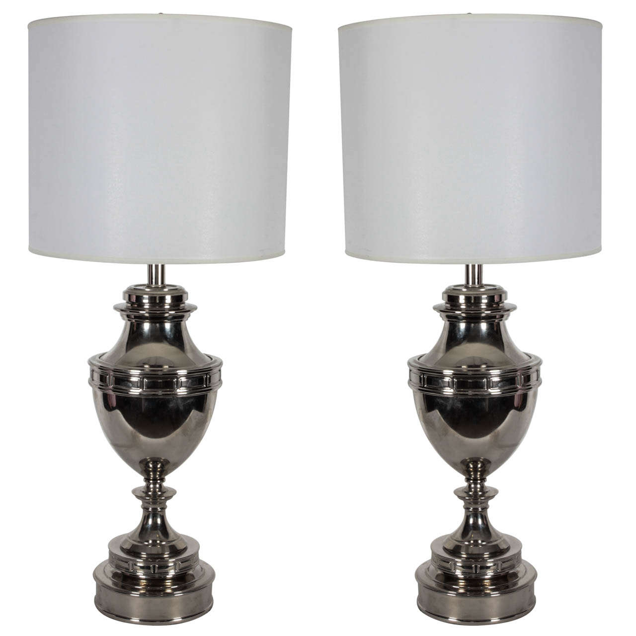 Pair of Jade Green Ceramic and Satin Brass Lamps by Stiffel at 1stDibs ...