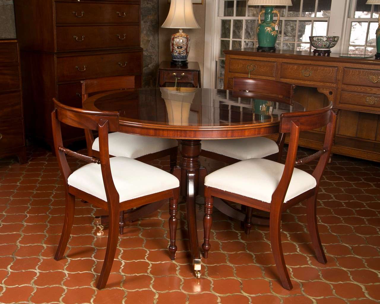 Custom 48" Diameter Mahogany Table with Leaf For Sale at 1stDibs | 48 ...